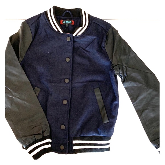 G-Grab | Jackets & Coats | Ggrab Letterman Jacket Navy Black With ...